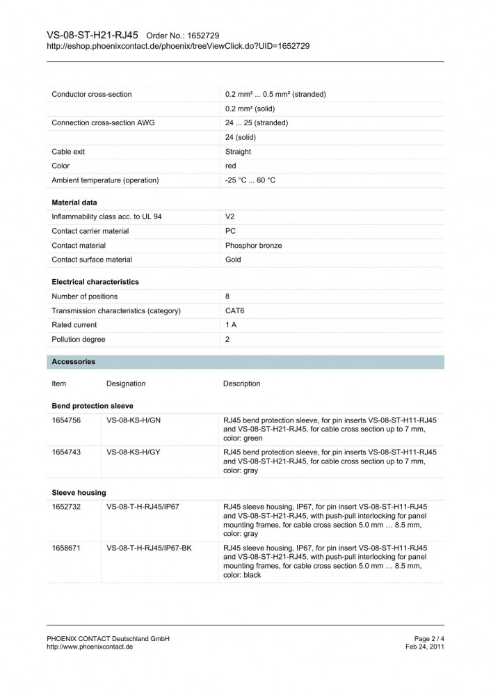 Phoenix Contact 1652729 technical document page 2