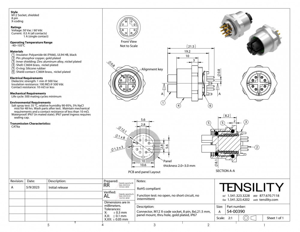 Tensility International 54-00390 product drawing preview