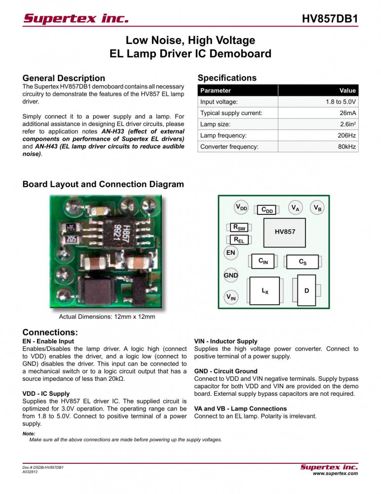 HV857DB1 technical document page 1