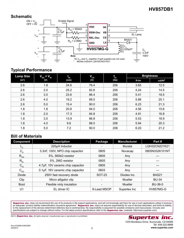 HV857DB1 technical document page 2