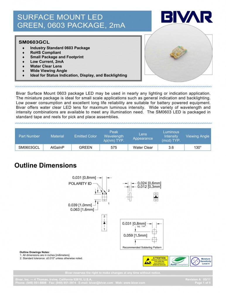 SM0603GCL datasheet page 1