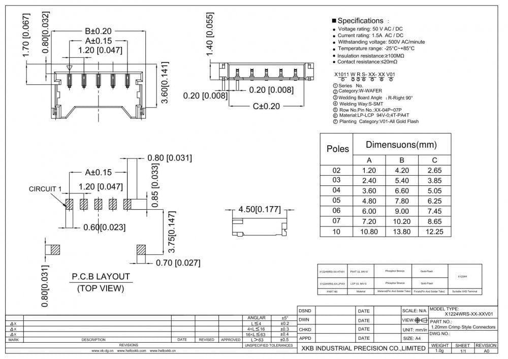 X1224WRS-02-LPV01 technical drawing page 1