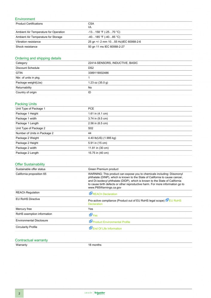 XS208BLPAM12 technical document page 2