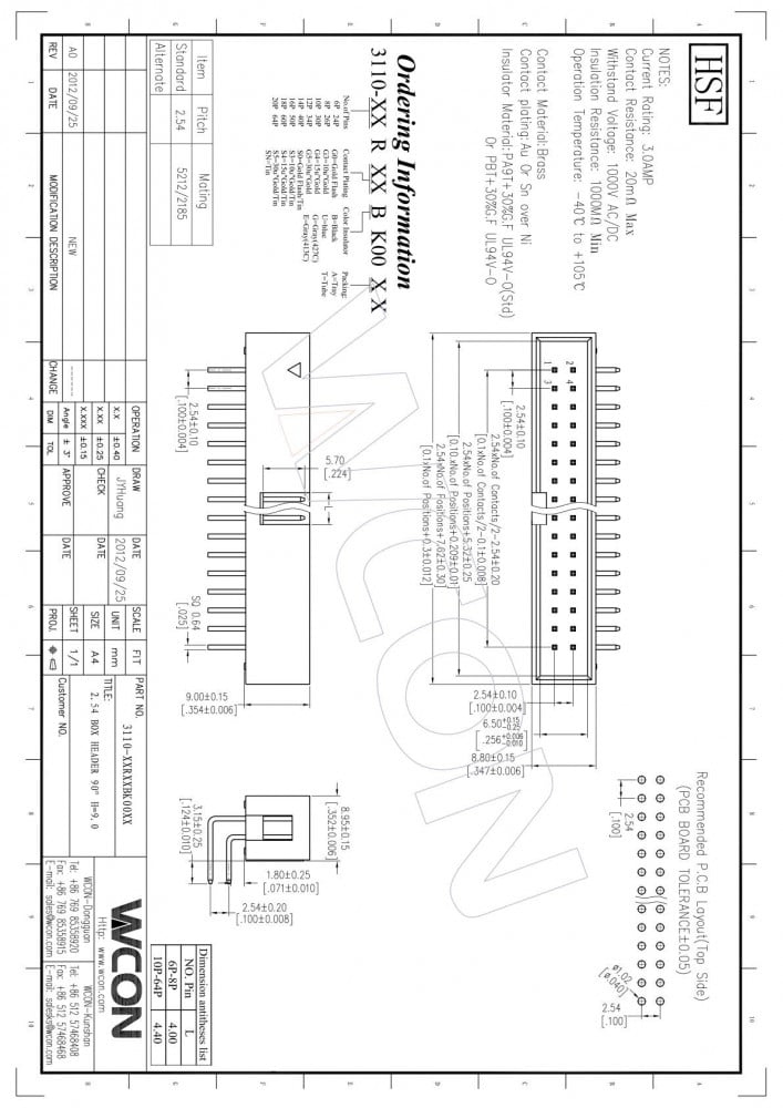 Wcon 3110-12RG0BK00A1 technical drawing