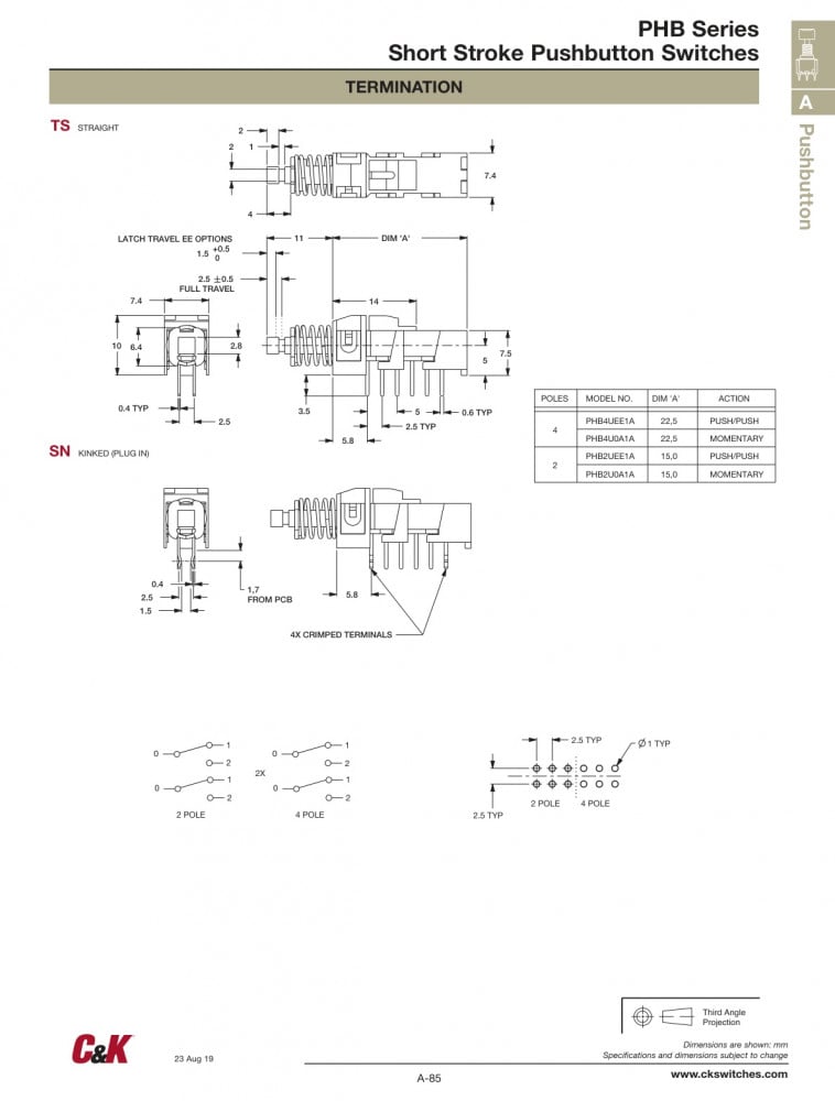 C&K PHB Series datasheet page 2