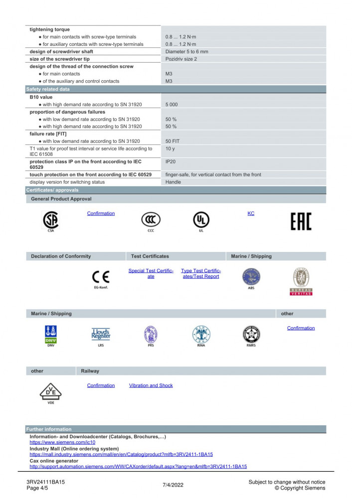 3RV24111BA15 datasheet page 4
