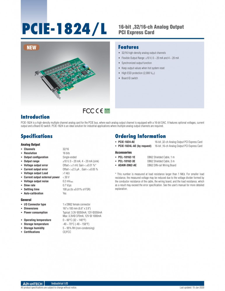 PCIE-1824 technical document page