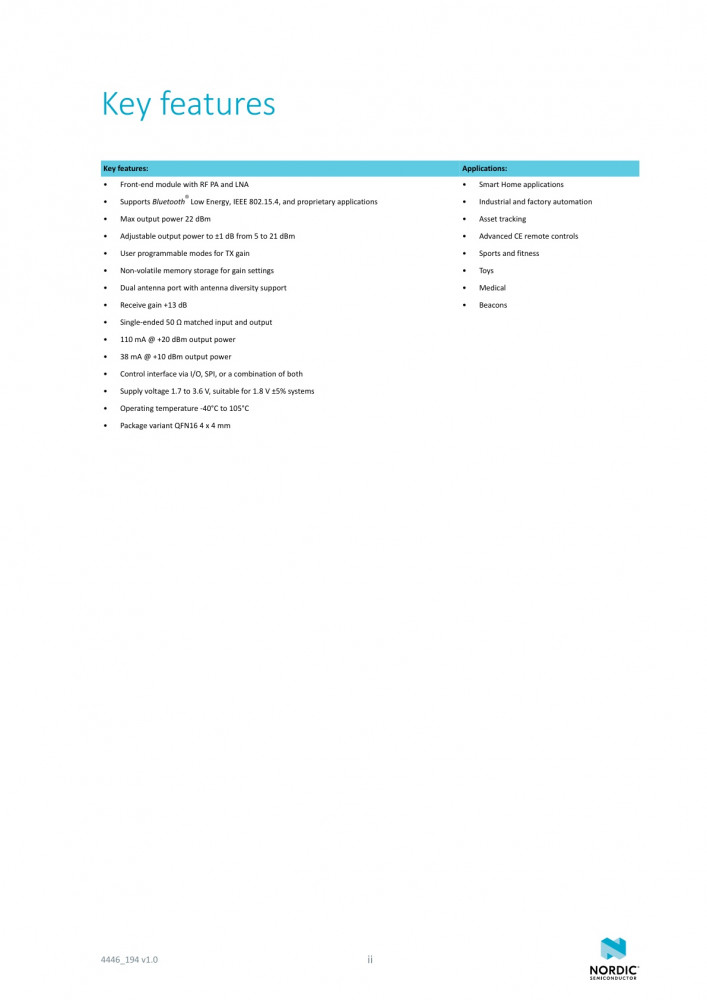 nRF21540 technical document page 2