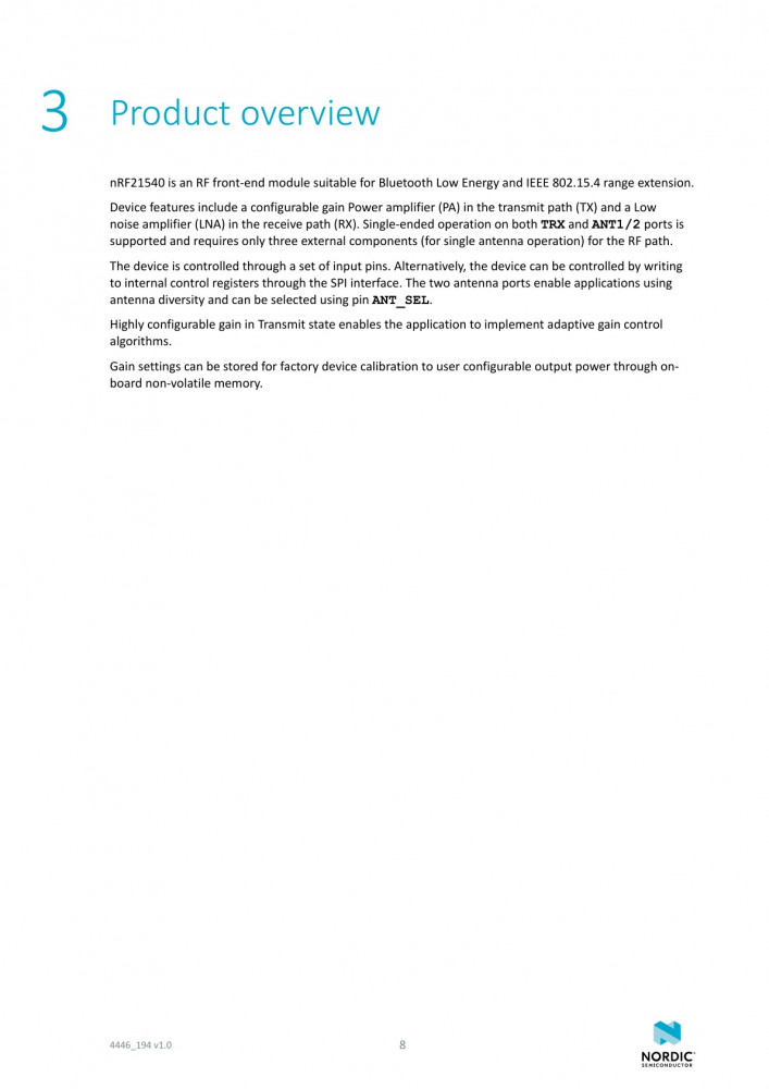 nRF21540 technical document page 8
