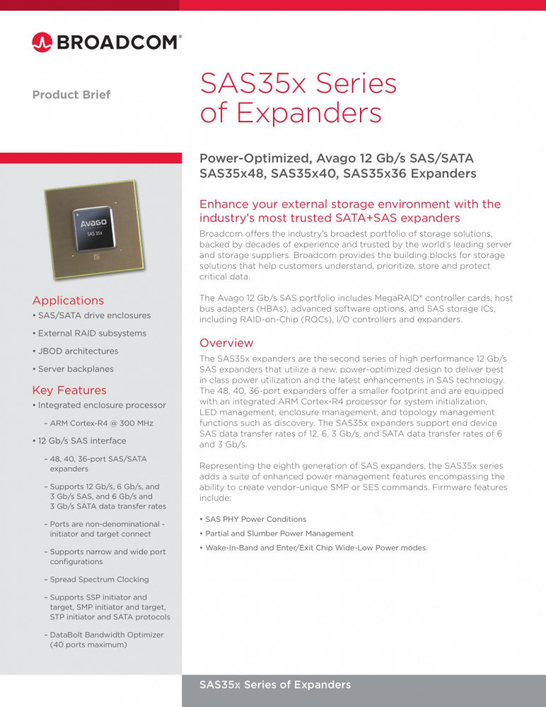 SAS35x series product brief page 1