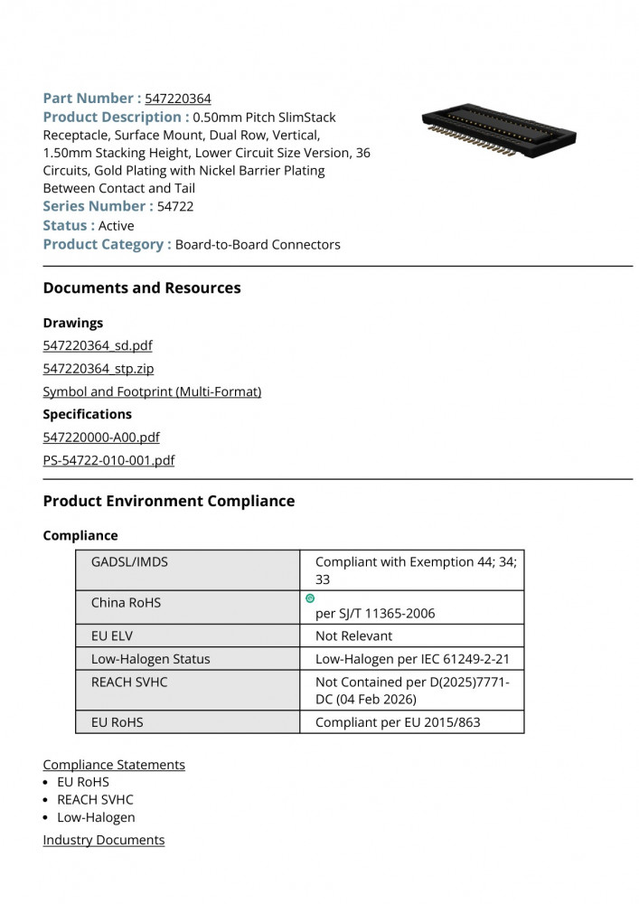 MOLEX 547220364 technical document image 1