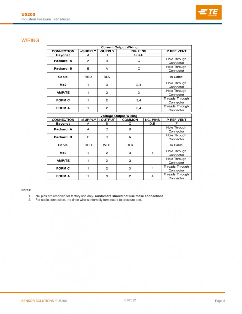 U5200 pressure transducer datasheet page 5