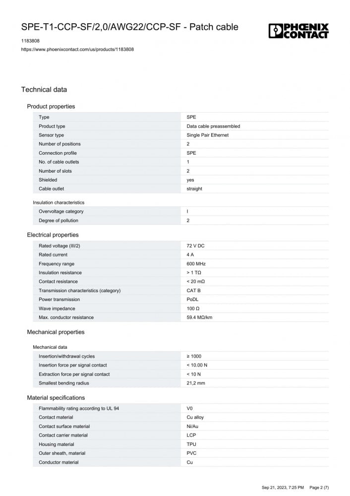 Phoenix Contact 1183808 technical document page 2