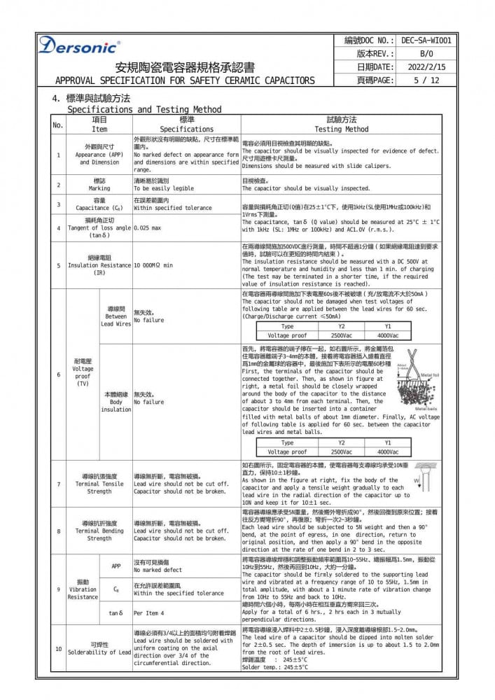 Dersonic approval specification page 6