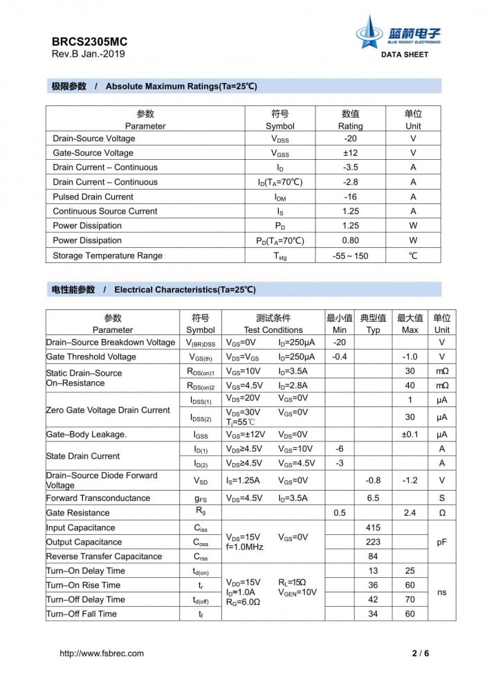 BRCS2305MC datasheet page 2