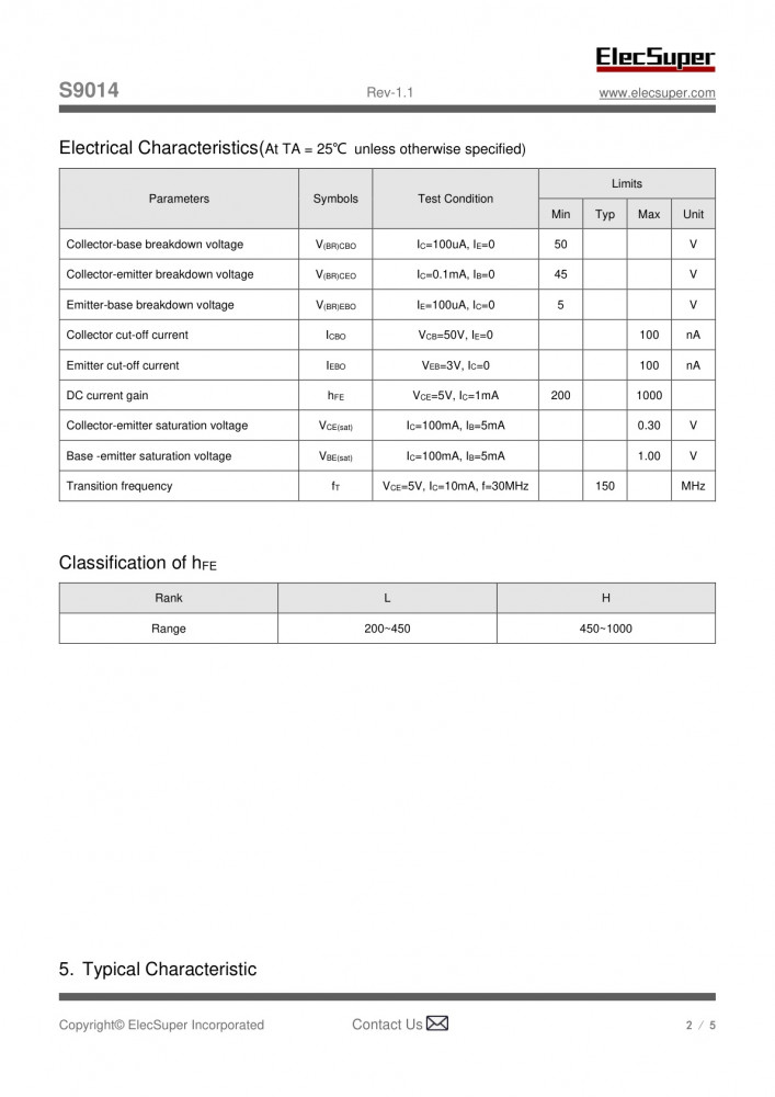ElecSuper S9014 technical document page 2
