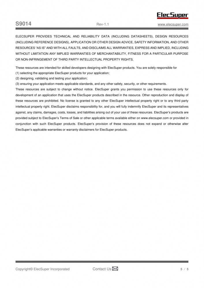 ElecSuper S9014 technical document page 5