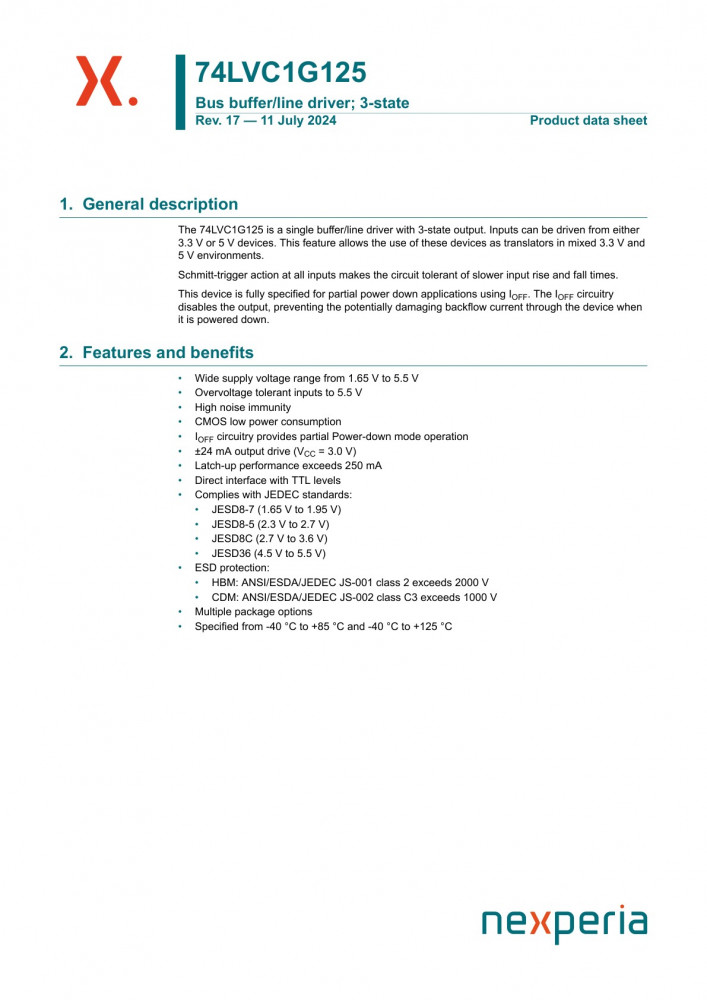 74LVC1G125 datasheet page 1