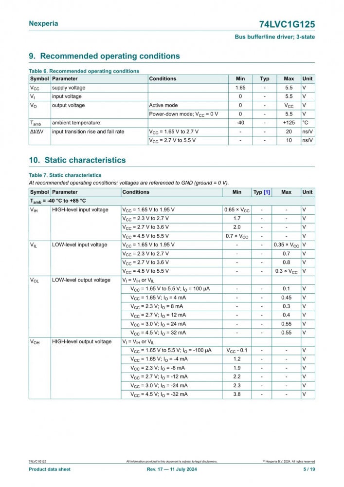 74LVC1G125 datasheet page 5