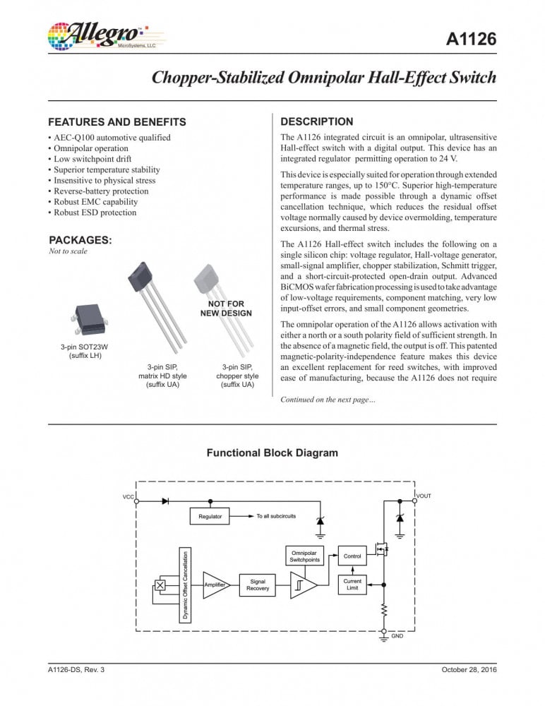 A1126 datasheet page 1