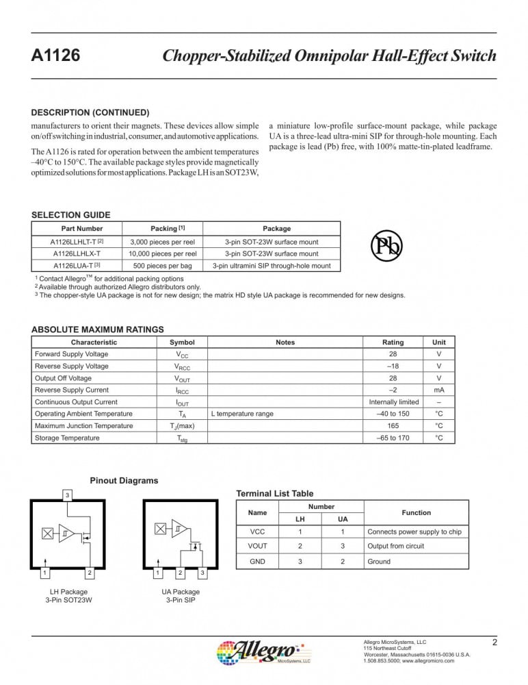 A1126 datasheet page 2
