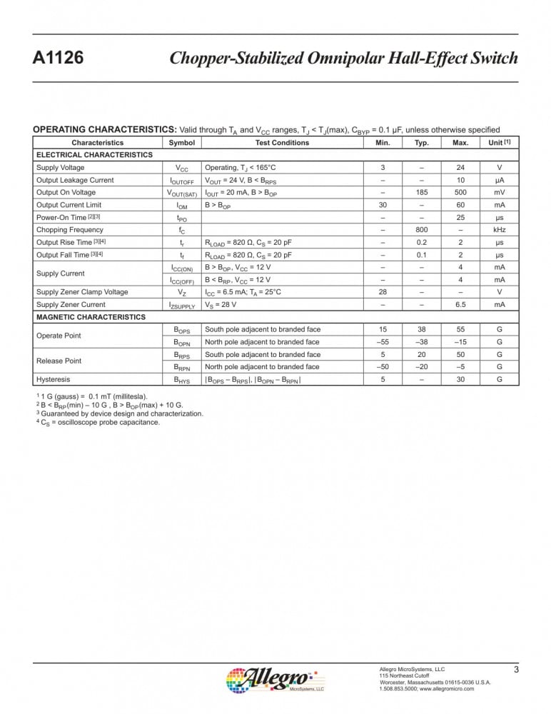 A1126 datasheet page 3