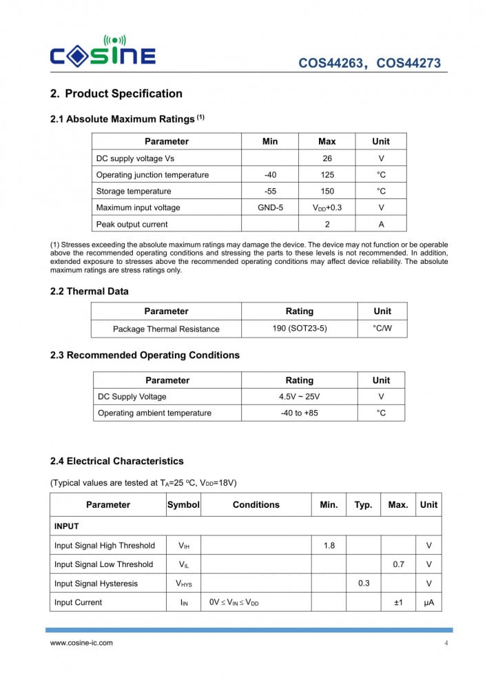 COS44273 datasheet page 4