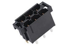 MLX Power Connector Header, 6.35mm Pitch, Pin Terminals, 2.13mm Contact Diameter, Vertical, with Plastic Polarizing Peg, 4 Circuits, Nylon 94V-2, Natural (Translucent), Lead-Free