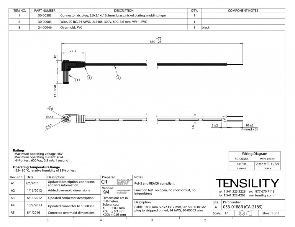 Tensility International 053-0188R product drawing