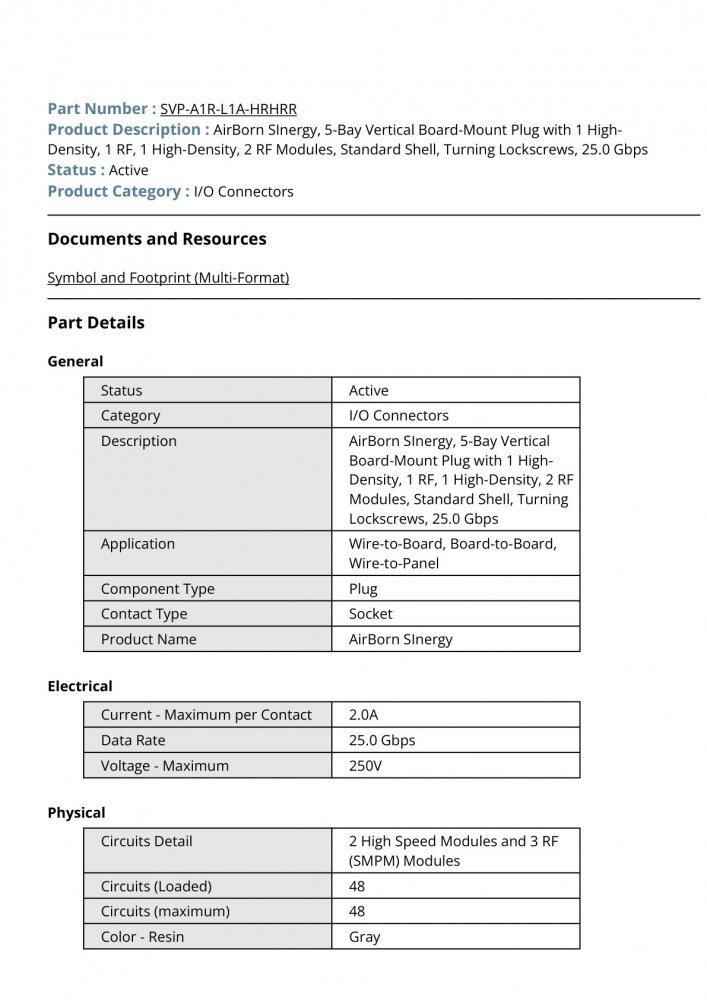 SVP-A1R-L1A-HRHRR technical document preview, page 1