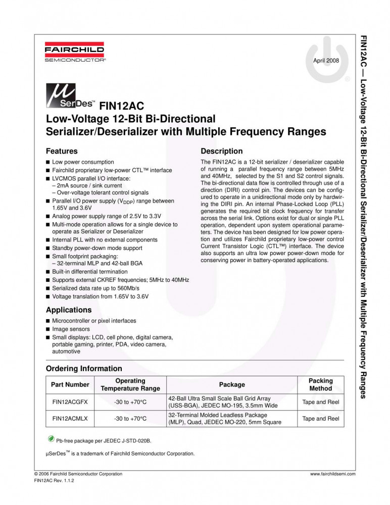 FIN12ACGFX technical document page 1