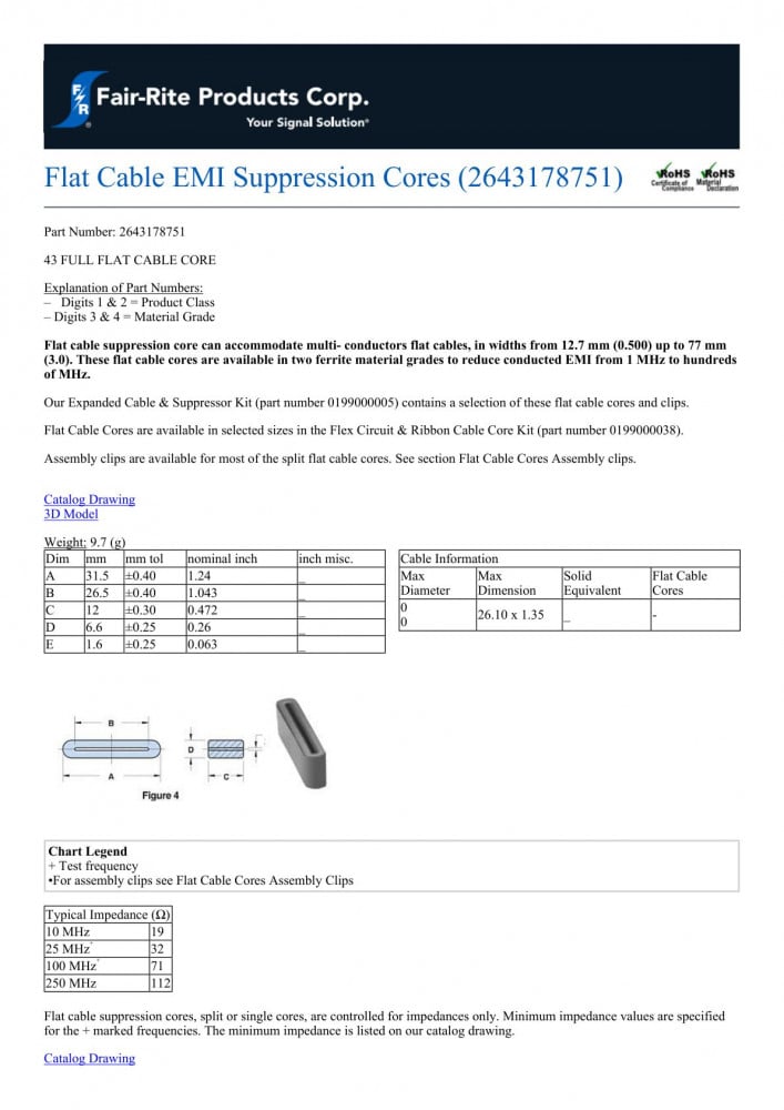 Fair-Rite 2643178751 technical drawing page
