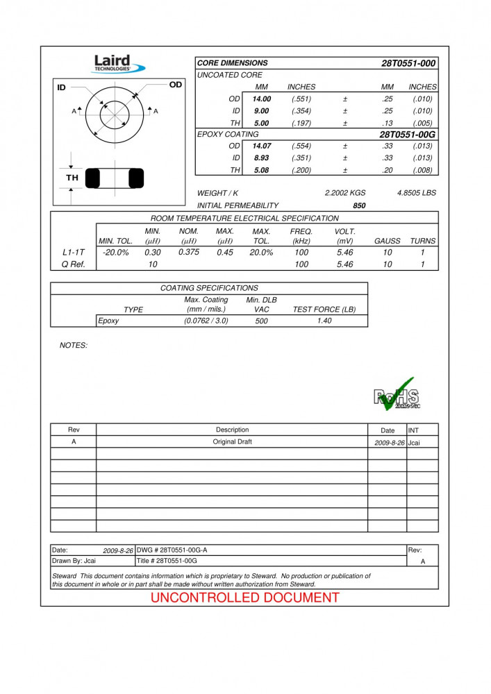 Laird 28T0551-00G technical drawing