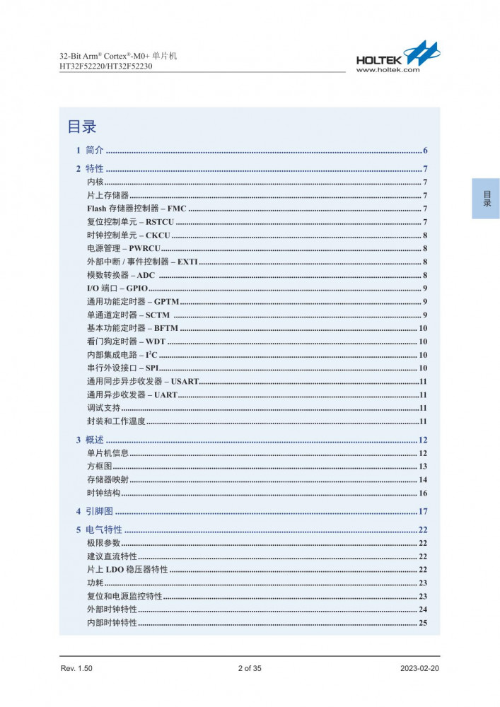 HT32F52230 datasheet page 2