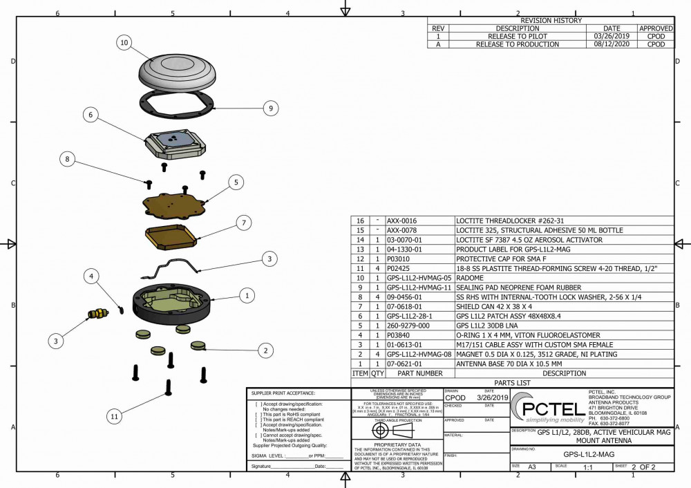 GPS-L1L2-MAG product drawing, page 2