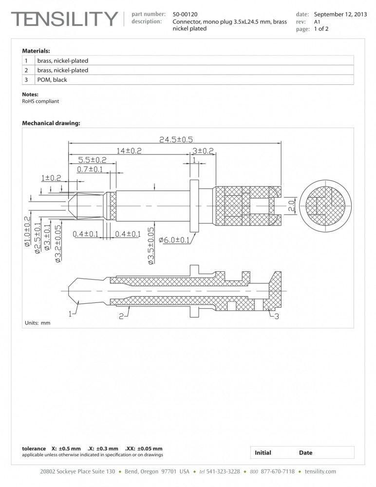 50-00120 specification page 1