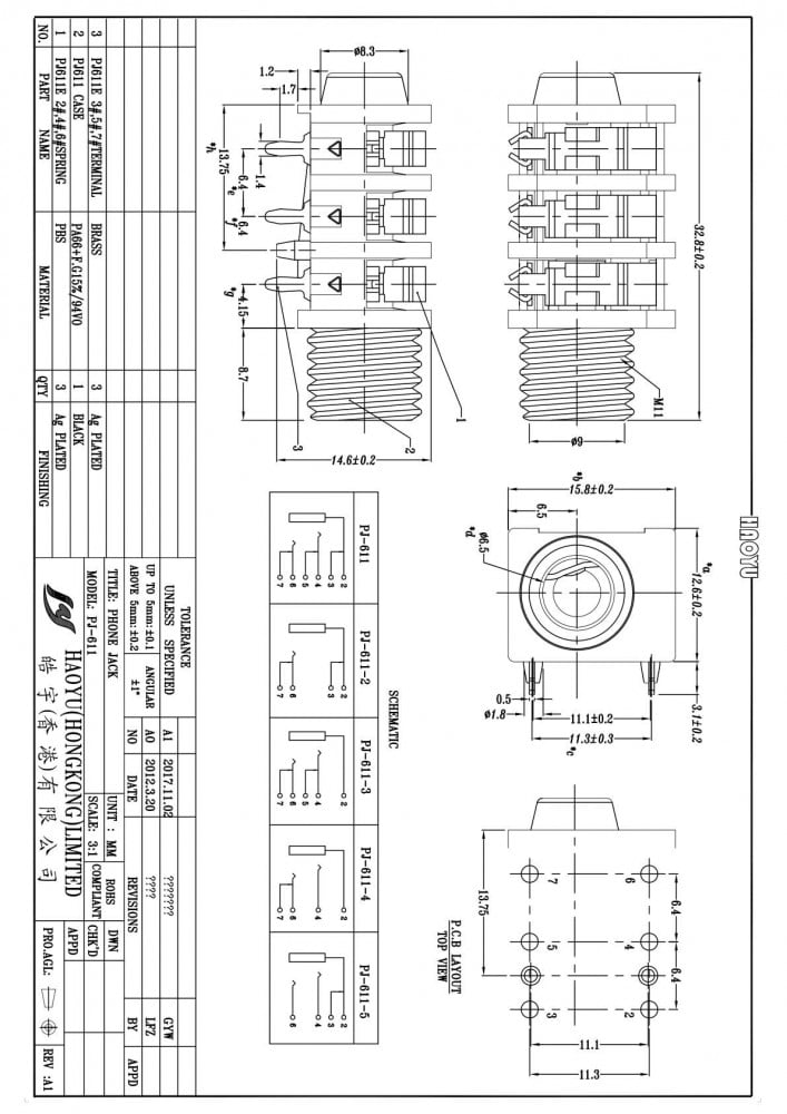 HOOYA PJ-611 schematic and drawing