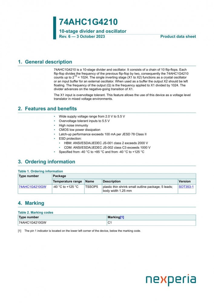 74AHC1G4210 datasheet page 1