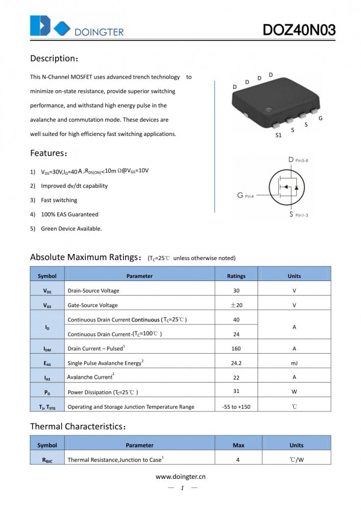 DOZ40N03 datasheet page 1