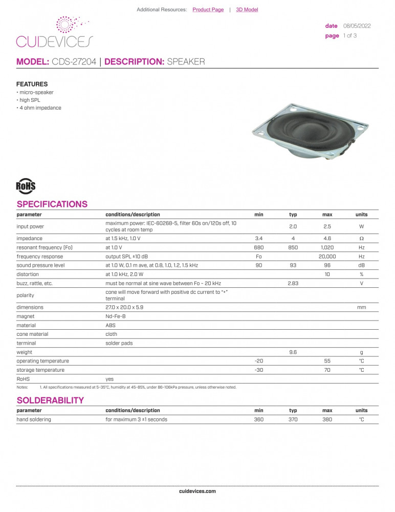 CDS-27204 datasheet page 1