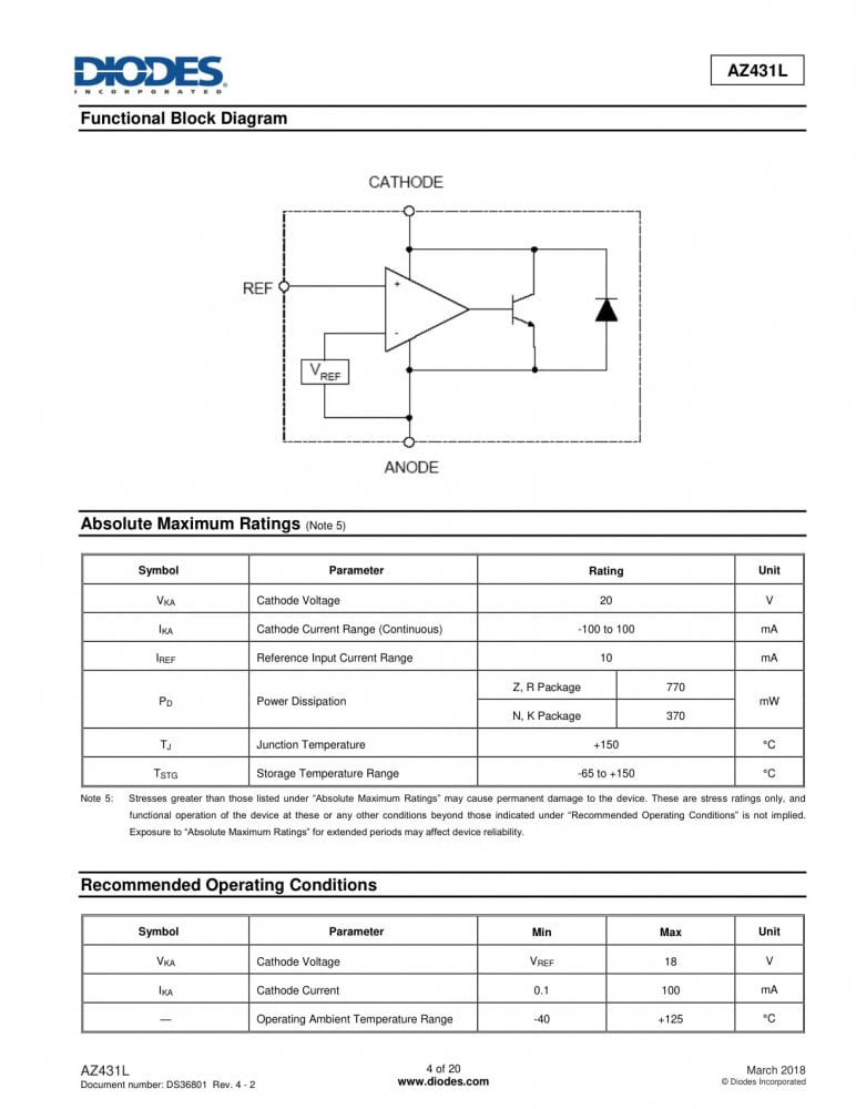 AZ431LAZTR-E1 datasheet page 4