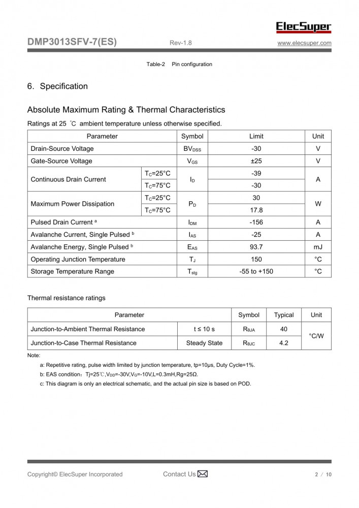 DMP3013SFV-7(ES) datasheet page 2