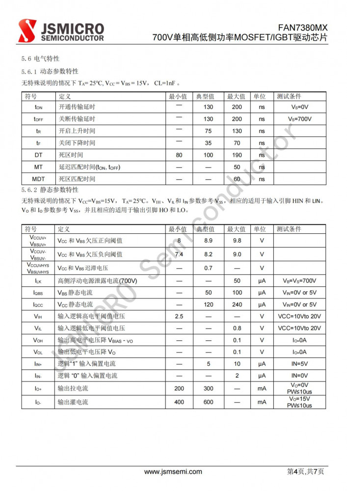 FAN7380MX-JSM datasheet page 4