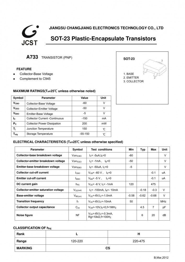 A733 datasheet page 1