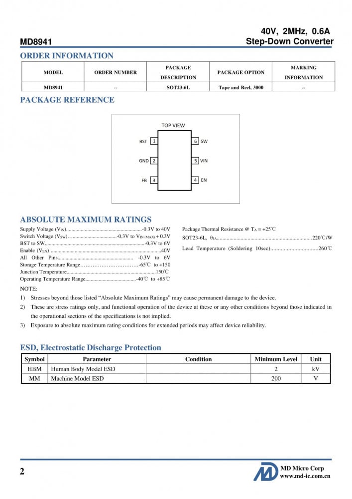 MD8941 datasheet page 2