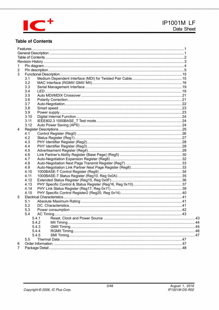 IP1001MLF technical document page 2