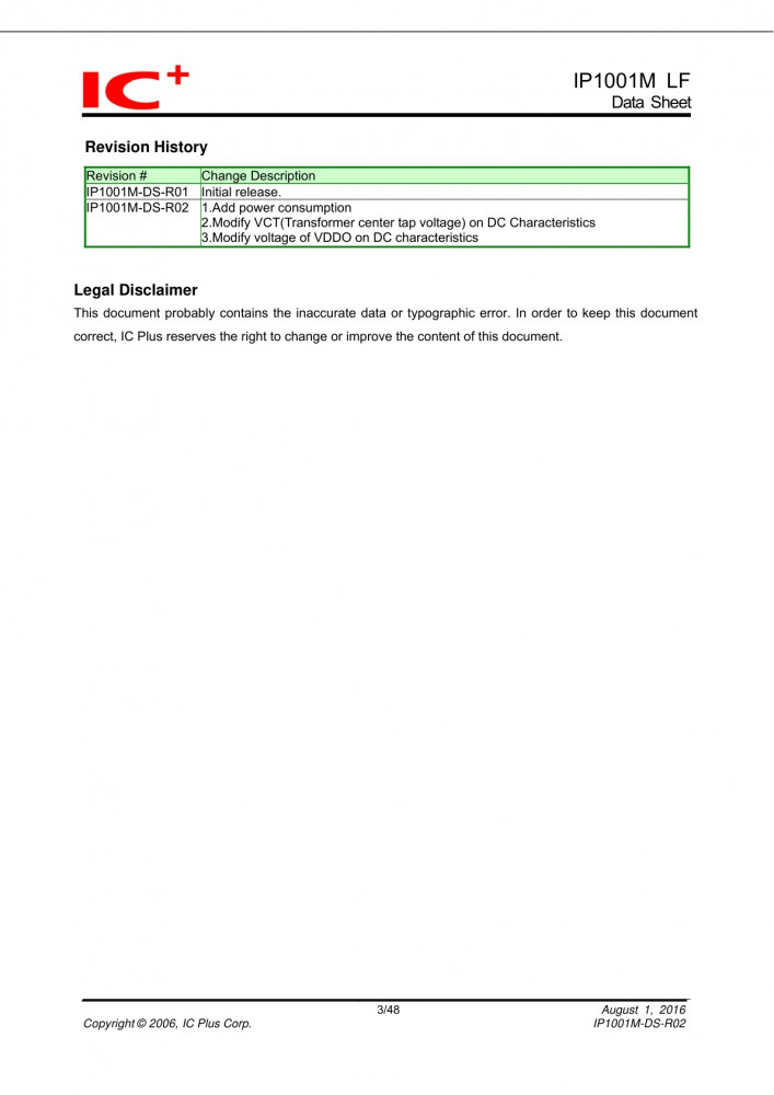 IP1001MLF technical document page 3