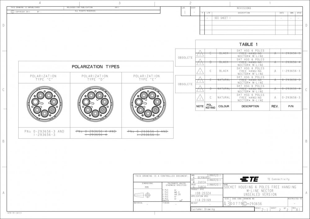 TE Connectivity 293656-3 controlled drawing page 2