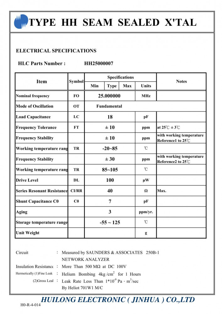 HH25000007 specification page 2