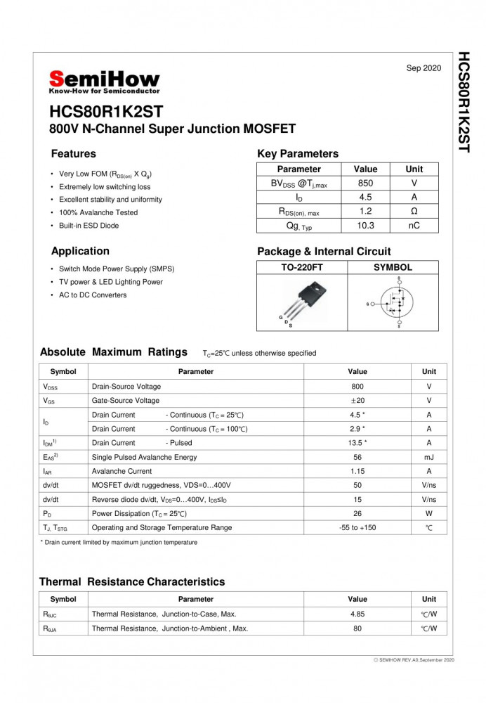 HCS80R1K2ST datasheet page 1